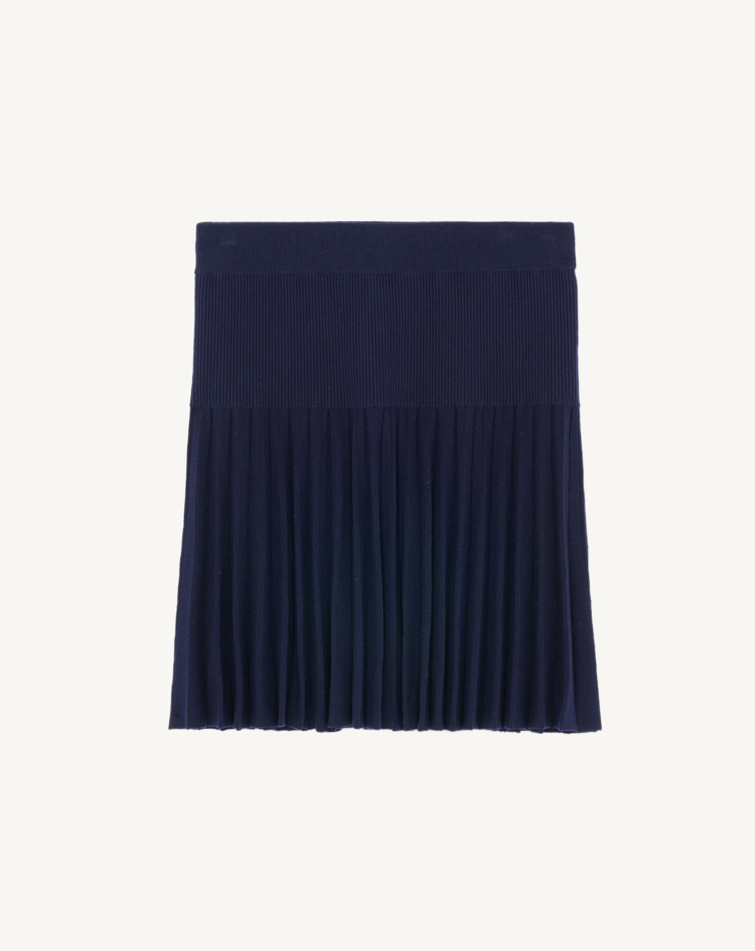 Pleated mini skirt in Cashmere mix Women navy blue | Eric Bompard