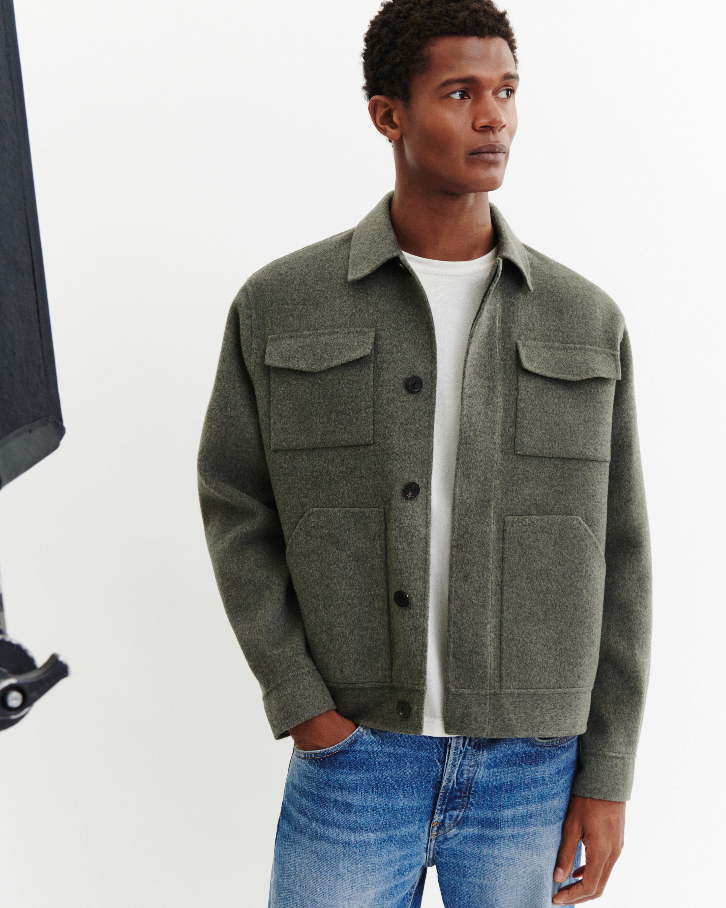 Veste double face en Laine, Cachemire Homme kaki ombre | Eric Bompard